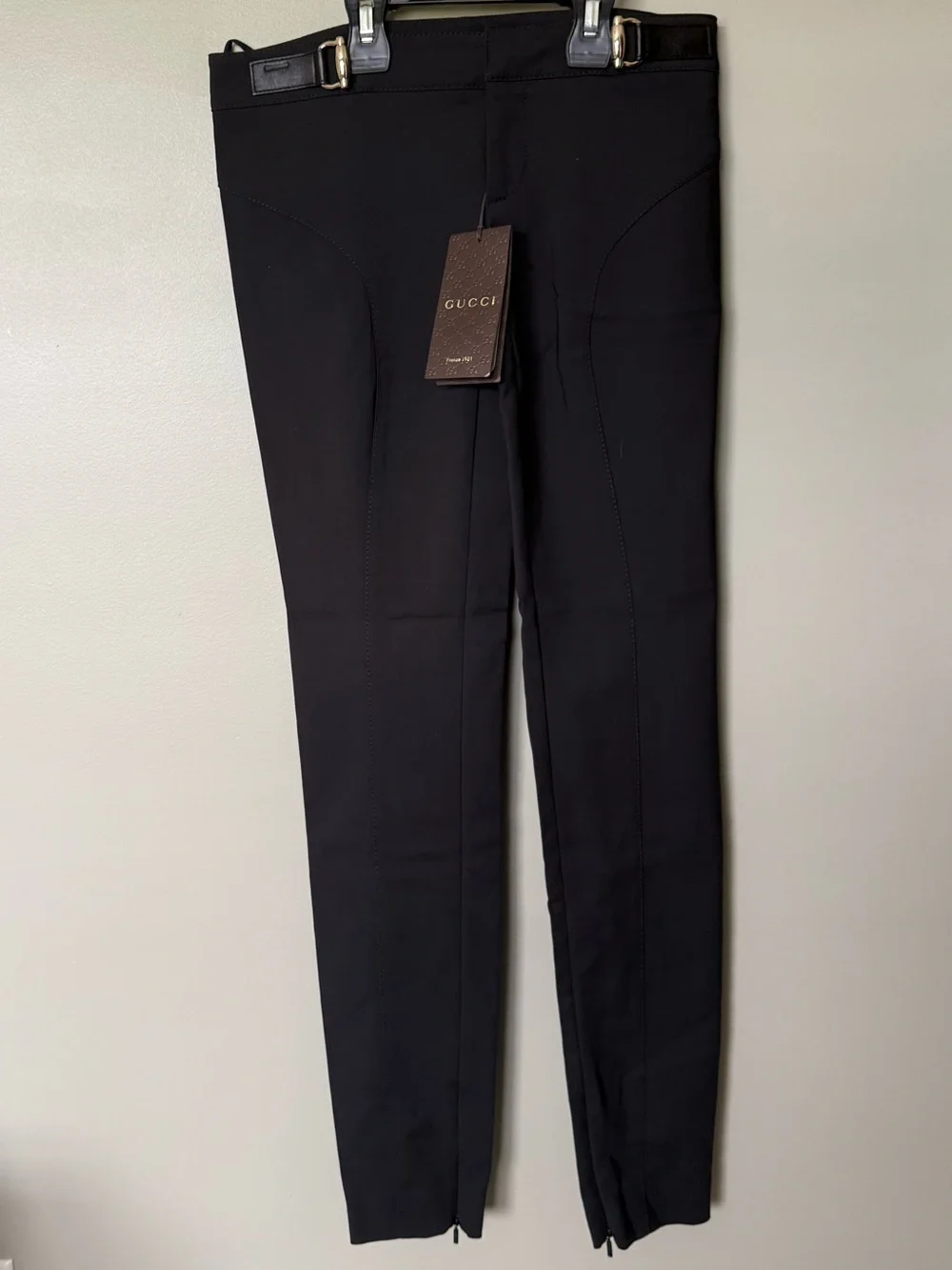 Gucci | Pants & Jumpsuits | Gucci Black Dress Pants With Gold Logo Tabs ...